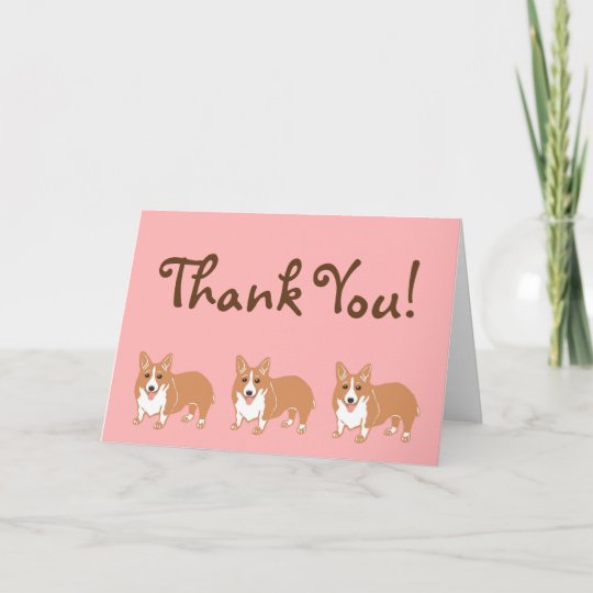 Corgi Pink and Brown Thank You Card | Zazzle.com
