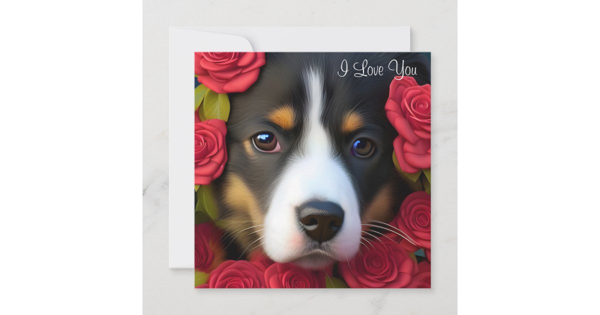 Corgi Puppy in red roses | Zazzle