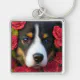 Corgi Puppy in red roses Keychain | Zazzle