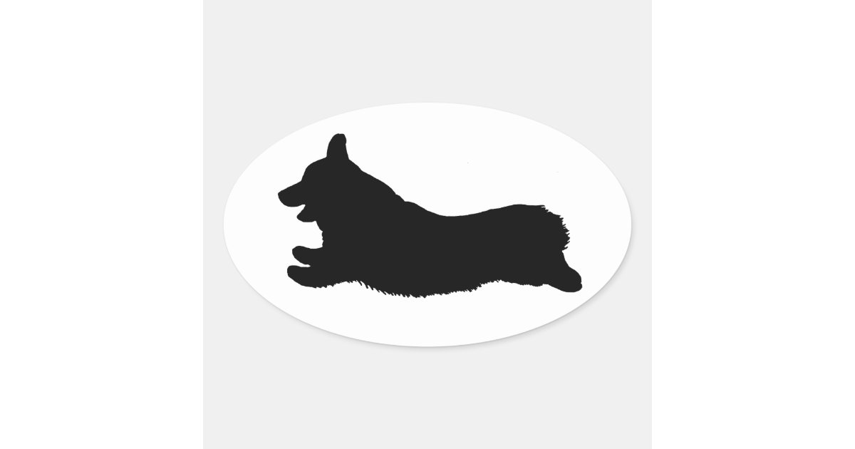 Corgi Silhouette - Running Oval Sticker | Zazzle.com