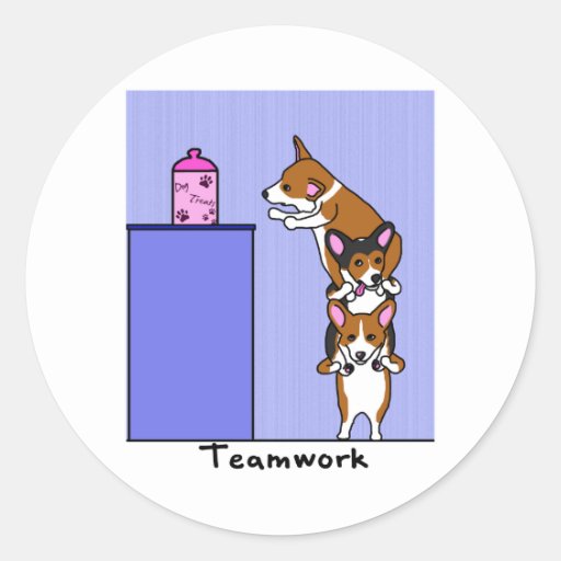 Corgi Teamwork Classic Round Sticker | Zazzle