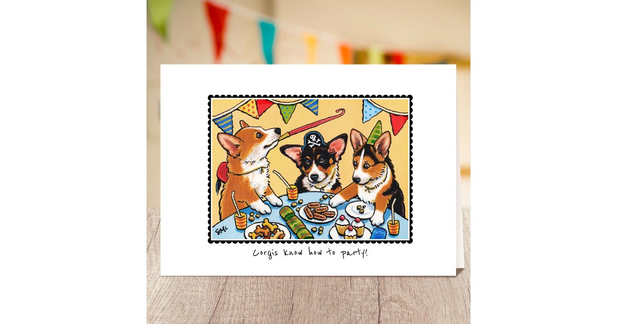 Corgis know how to Party! Birthday Dog Custom Card | Zazzle