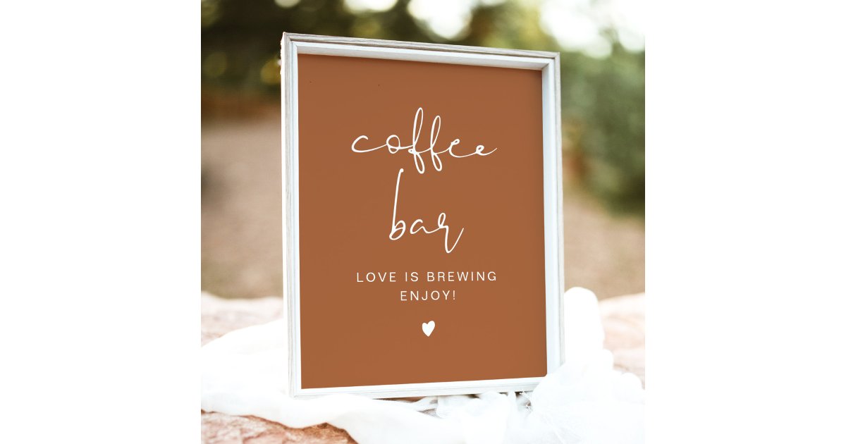 CORIANDER Terracotta Boho Coffee Bar Table Sign | Zazzle