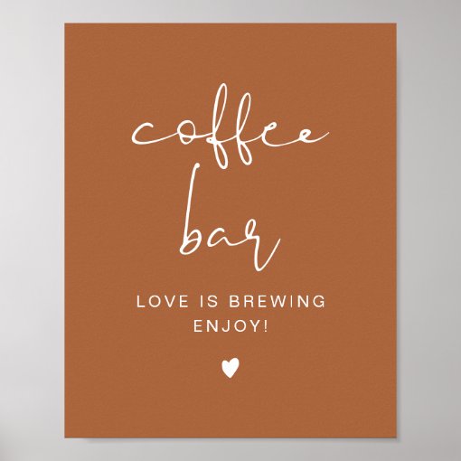 CORIANDER Terracotta Boho Coffee Bar Table Sign | Zazzle