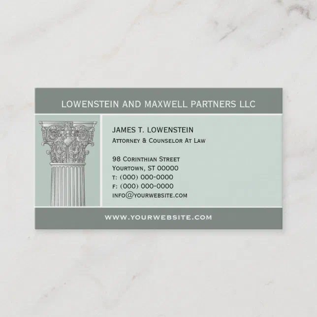 Corinthian Column Attorney Business Card | Zazzle