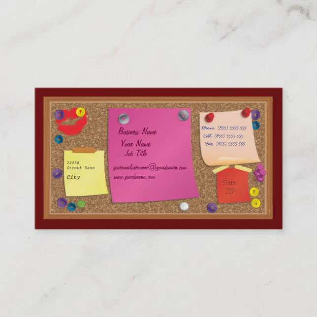 Cork Board Business Card | Zazzle
