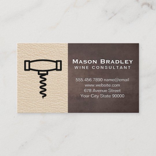 Corkscrew Icon | Brown Texture Leather Background Business Card ...
