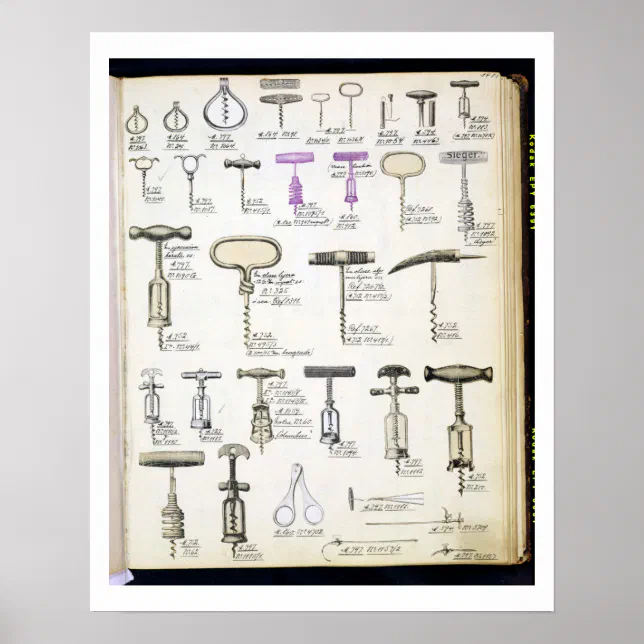 Corkscrews, from a trade catalogue of domestic goo poster | Zazzle