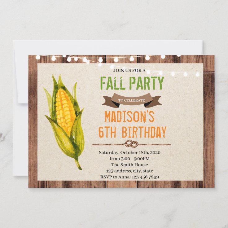Corn birthday theme party invitation | Zazzle