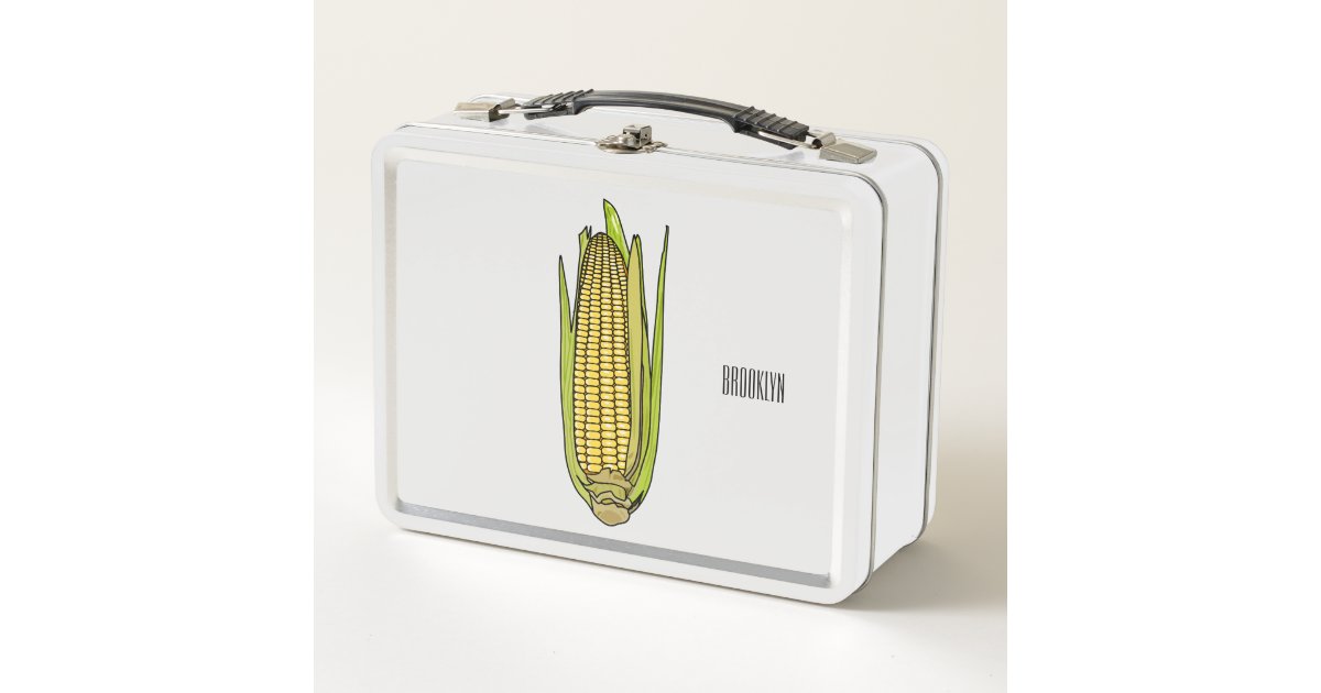 Corn cartoon illustration metal lunch box | Zazzle