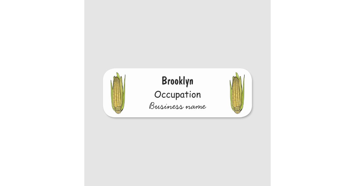 Corn cartoon illustration name tag | Zazzle