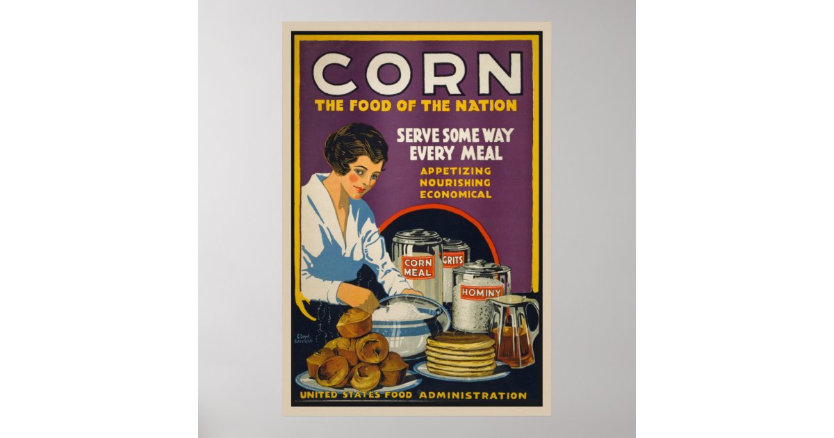 Corn - Food Of The Nation Vintage Poster | Zazzle