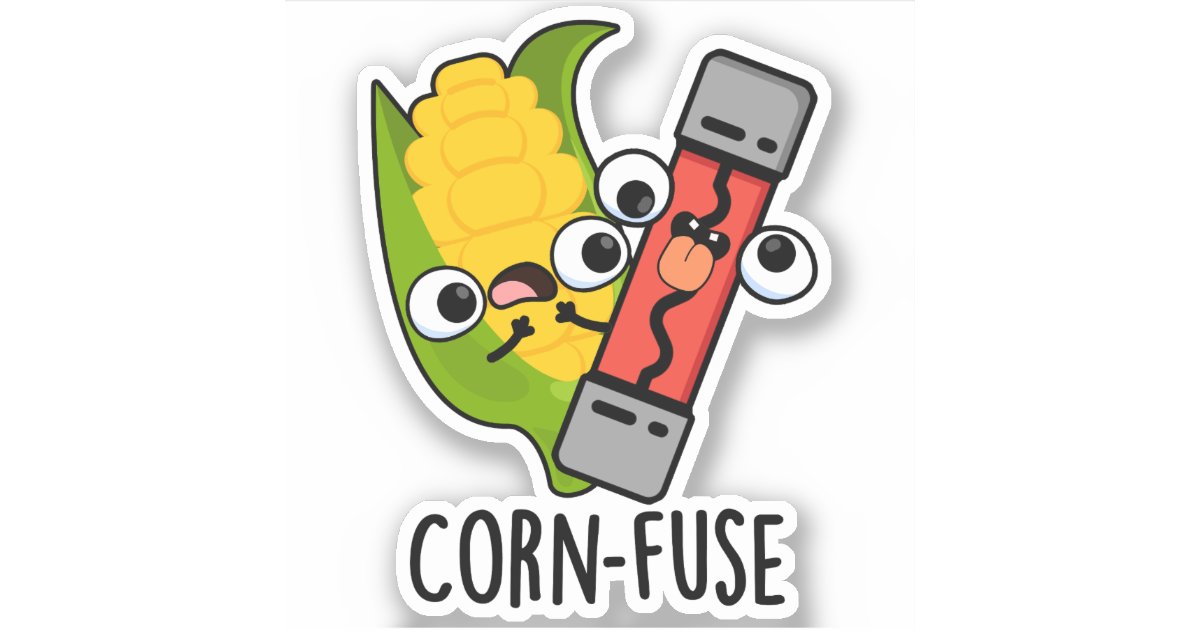 Corn-fuse Funny Confused Pun Sticker | Zazzle