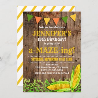 Corn Maze Birthday Invitation | Zazzle