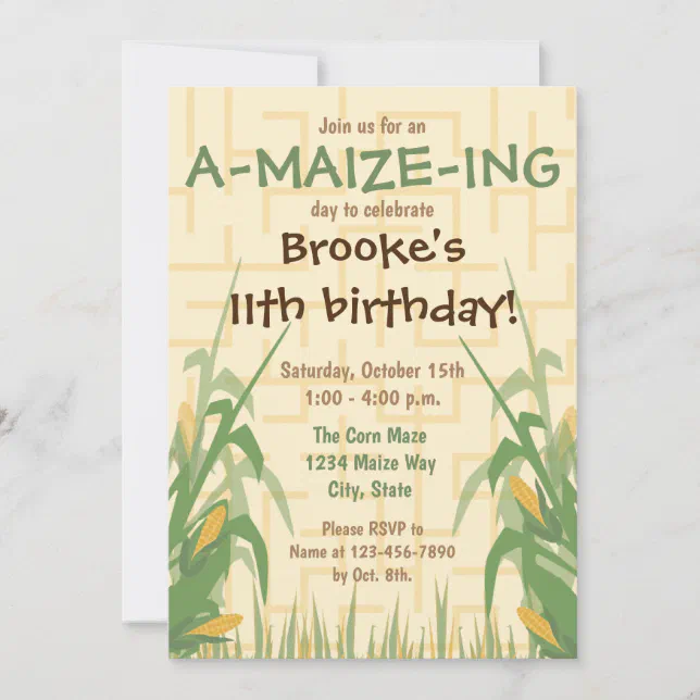 Corn Maze Birthday Invitation | Zazzle