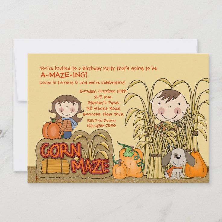 Corn Maze Party (Boy) Invitation | Zazzle