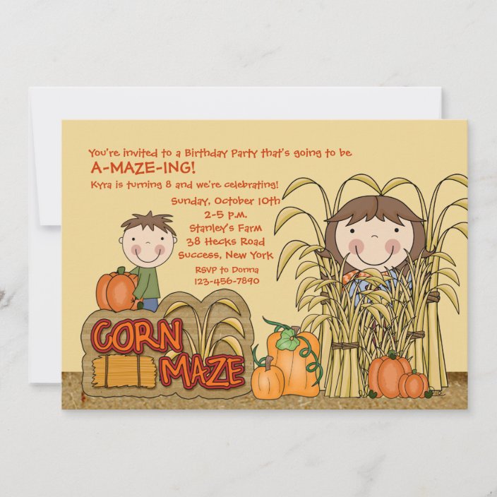 Corn Maze Party (Girl) Invitation | Zazzle.com