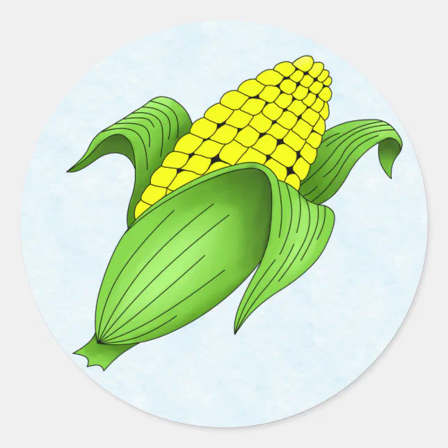 Corn On The Cob with Blue Bkgd Stickers | Zazzle
