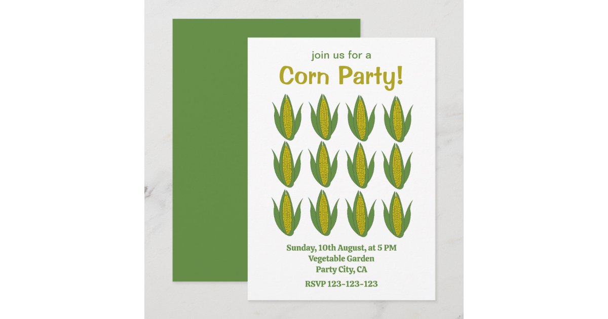Corn Plant Maize Vegetable Farm Corn Party Invitation | Zazzle