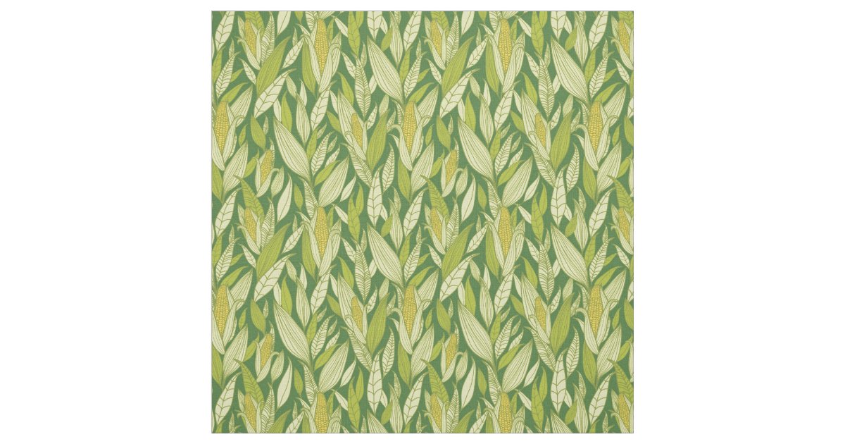 Corn plants pattern background fabric | Zazzle