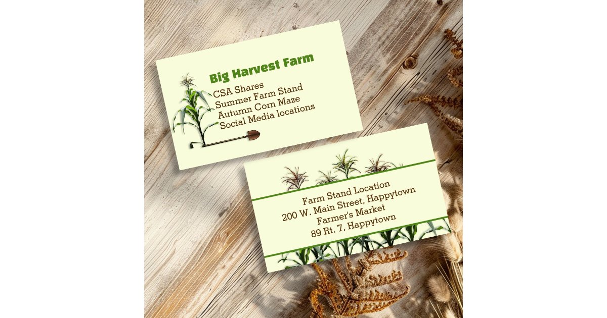 Corn Stalks Farm Stand Market Business Cards | Zazzle