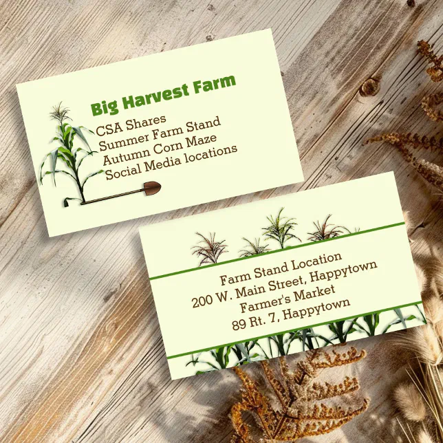 Corn Stalks Farm Stand Market Business Cards | Zazzle