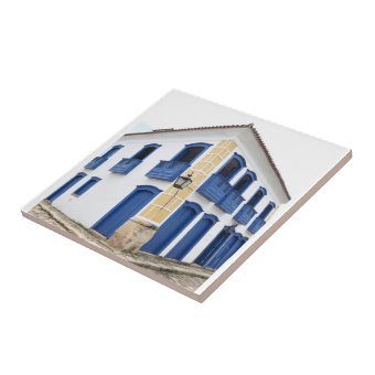 Corner Building Blue Trim, Paraty, Brazil, Tile | Zazzle