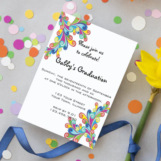 Corner Curls Graduation Party Invitation | Zazzle