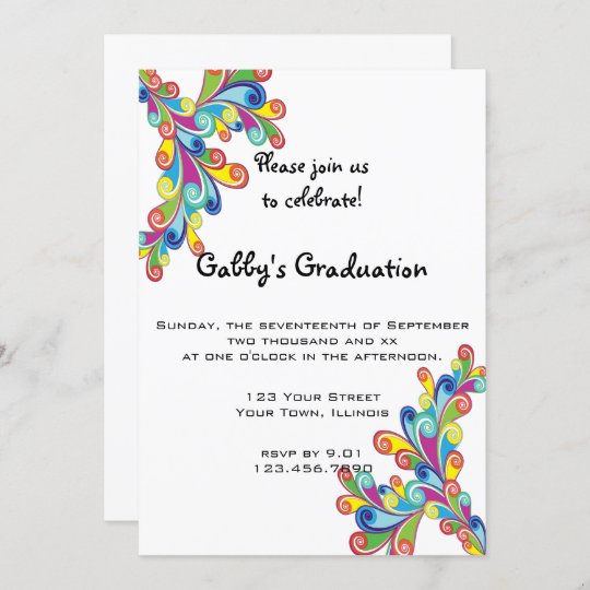 Corner Curls Graduation Party Invitation | Zazzle.com