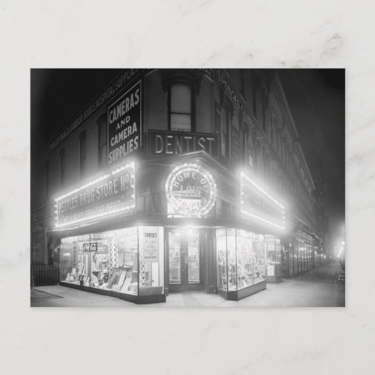 Corner Store At Night, 1920 Postcard | Zazzle.com