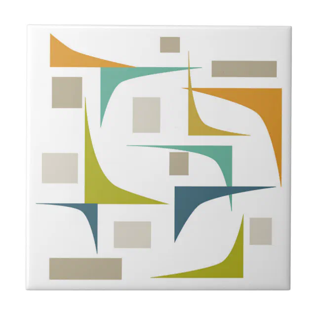Corners Mid-century Modern Style Geometric Ceramic Tile | Zazzle