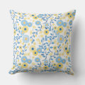 Cornflower Blue and Yellow Floral Pattern Throw Pillow | Zazzle