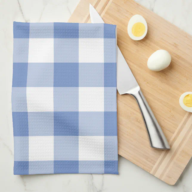 Cornflower Blue Gingham Check Plaid Pattern Kitchen Towel | Zazzle