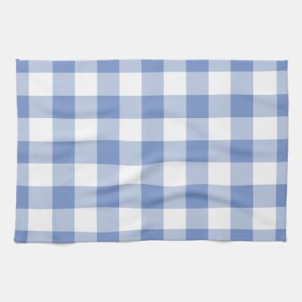 Cornflower Blue Gingham Check Plaid Pattern Kitchen Towel | Zazzle
