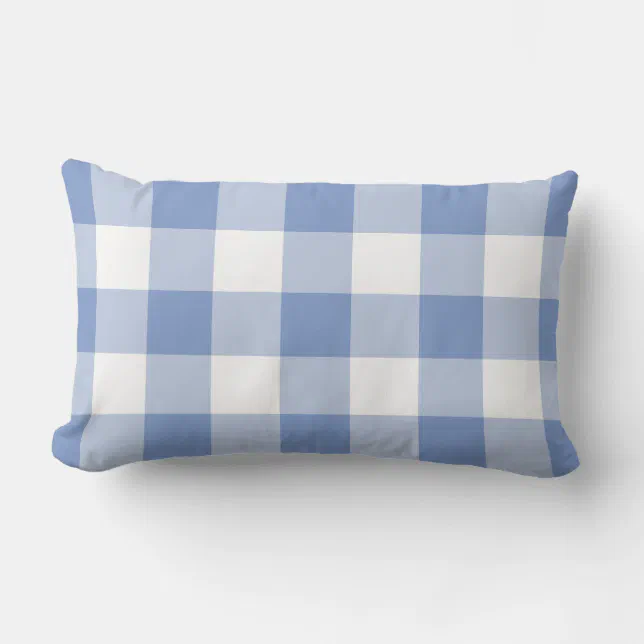 Cornflower Blue Gingham Check Plaid Pattern Lumbar Pillow | Zazzle