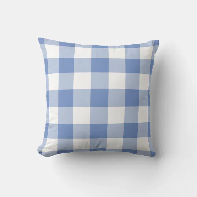 Cornflower Blue Gingham Check Plaid Pattern Throw Pillow | Zazzle