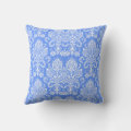 Cornflower Blue Victorian Damask Throw Pillow | Zazzle