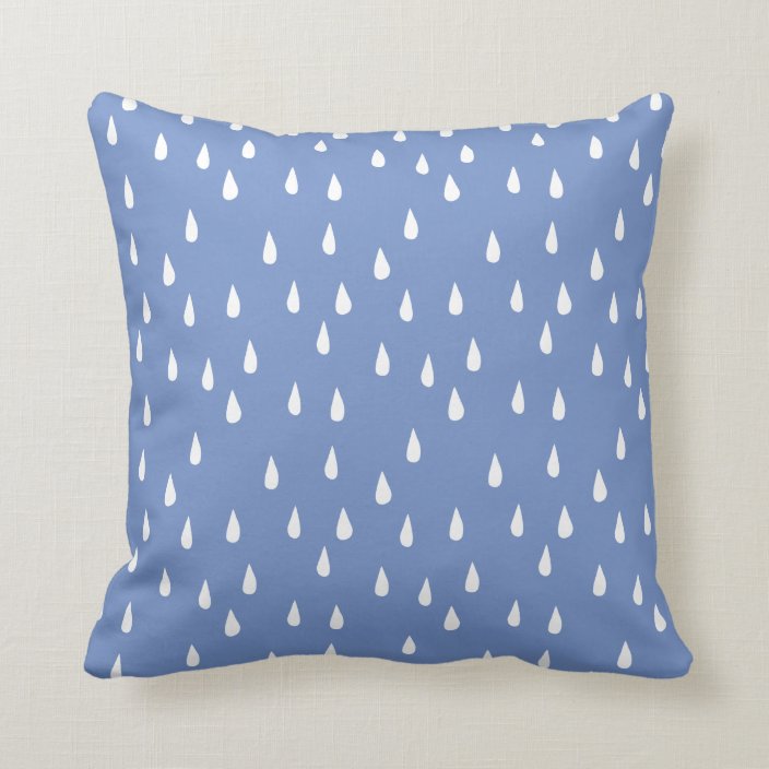 Cornflower Blue Whimsical White Raindrops Throw Pillow | Zazzle.com