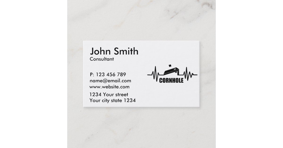 Cornhole heartbeat business card | Zazzle