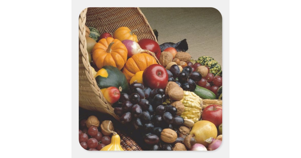 Cornucopia, Horn of Plenty Square Sticker | Zazzle