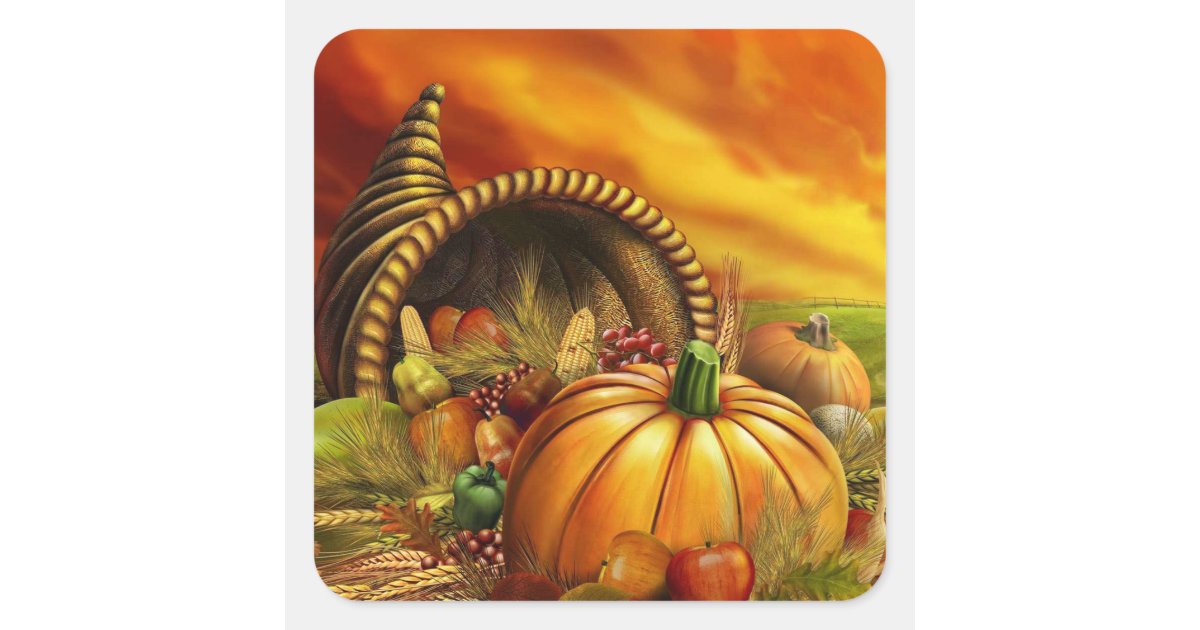 Cornucopia Thanksgiving Stickers | Zazzle