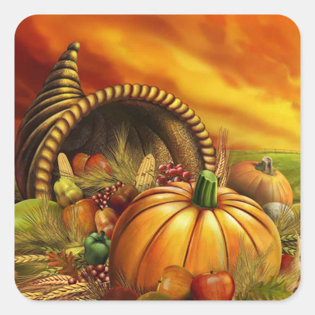 Cornucopia Thanksgiving Stickers | Zazzle