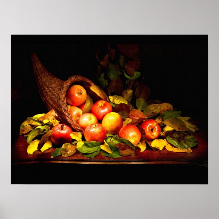 Cornucopia with apples poster | Zazzle.com