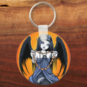 "Corona" Gothic Raven Winged Angel Art Keychain | Zazzle