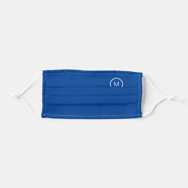 Corona Safety Royal Blue Name Initials Adult Cloth Face Mask | Zazzle