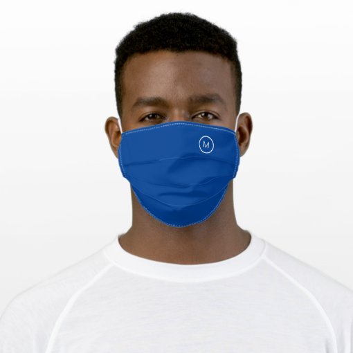 Corona Safety Royal Blue Name Initials Adult Cloth Face Mask | Zazzle