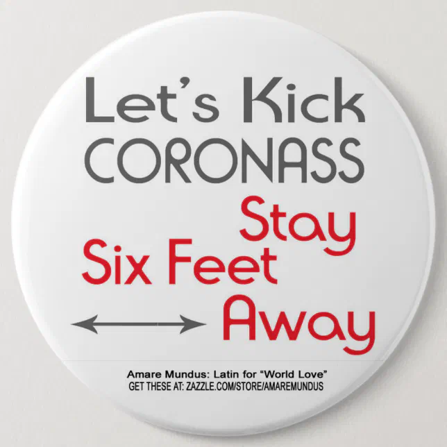Corona virus social distancing sign poster button | Zazzle