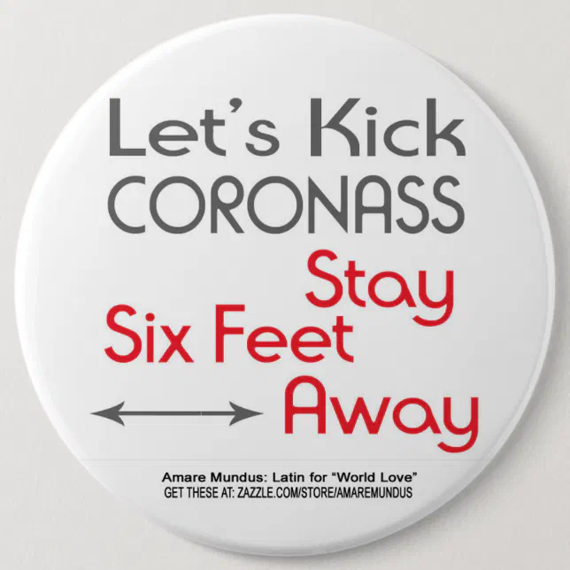 Corona virus social distancing sign poster button | Zazzle