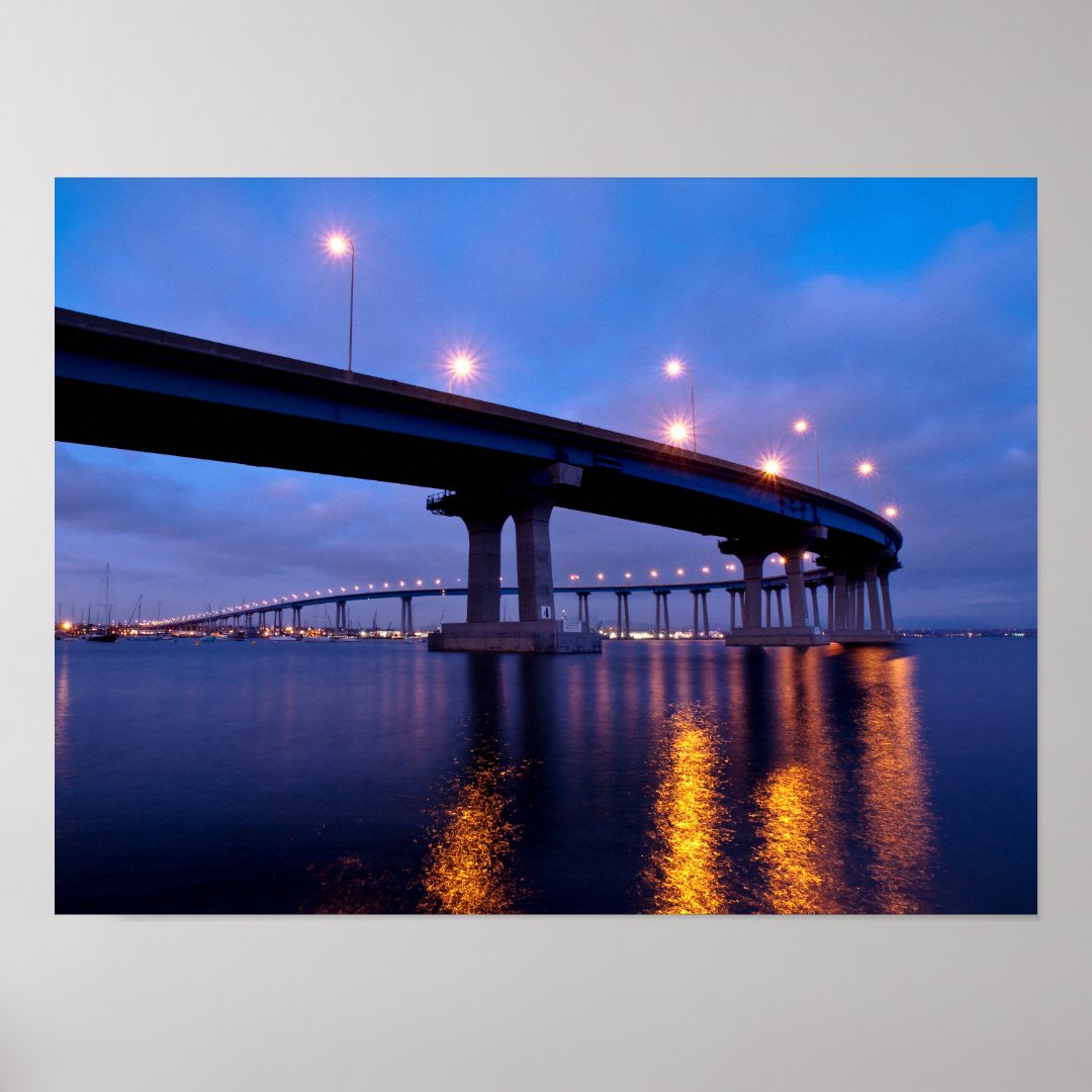 Coronado Bridge at Dusk Poster | Zazzle