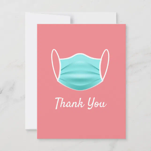 Coronavirus Face Mask Thank You Flat Card | Zazzle